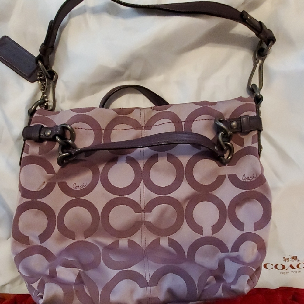 Coach Purple Brooke Op Art Satchel Hobo Bag Purse - Gem